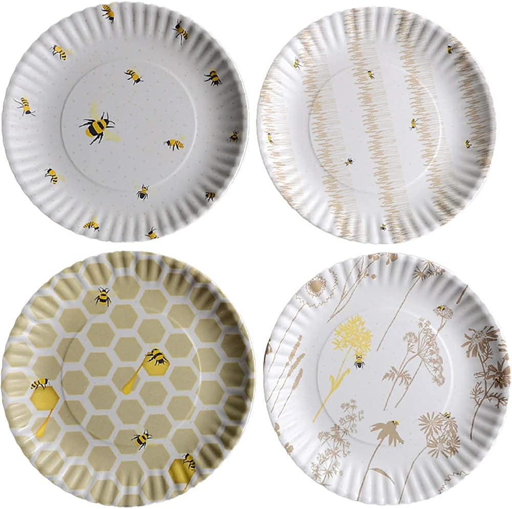 Amazon.com | WGP Busy Bees Melamine 9 Plates - Set of Four: Dinner Plates