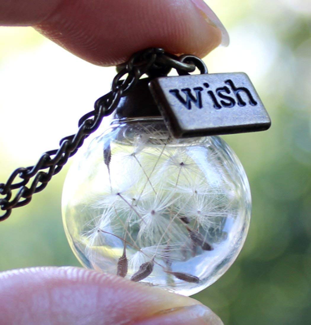 Amazon.com: Handmade Real Dandelion Wish Necklace Make A Wish Real ...