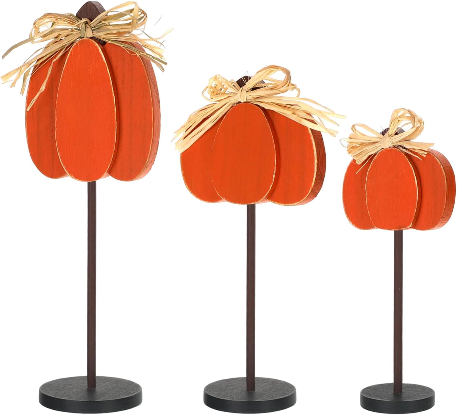 Amazon.com: Thyle 3 Pcs Thanksgiving Pumpkin Decor Wood Buffalo Plaid ...