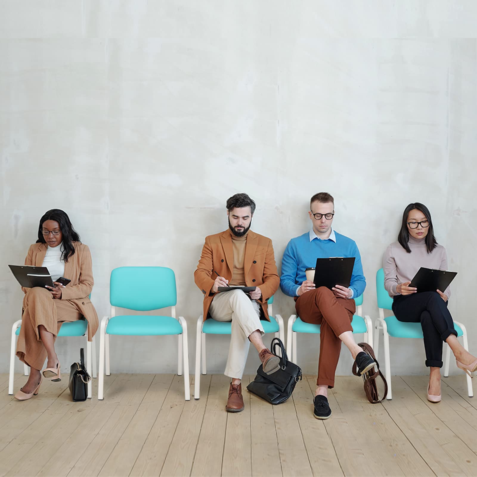 Snapklik.com : Blue Waiting Room Chairs, 5-Pack PU Church Chairs ...