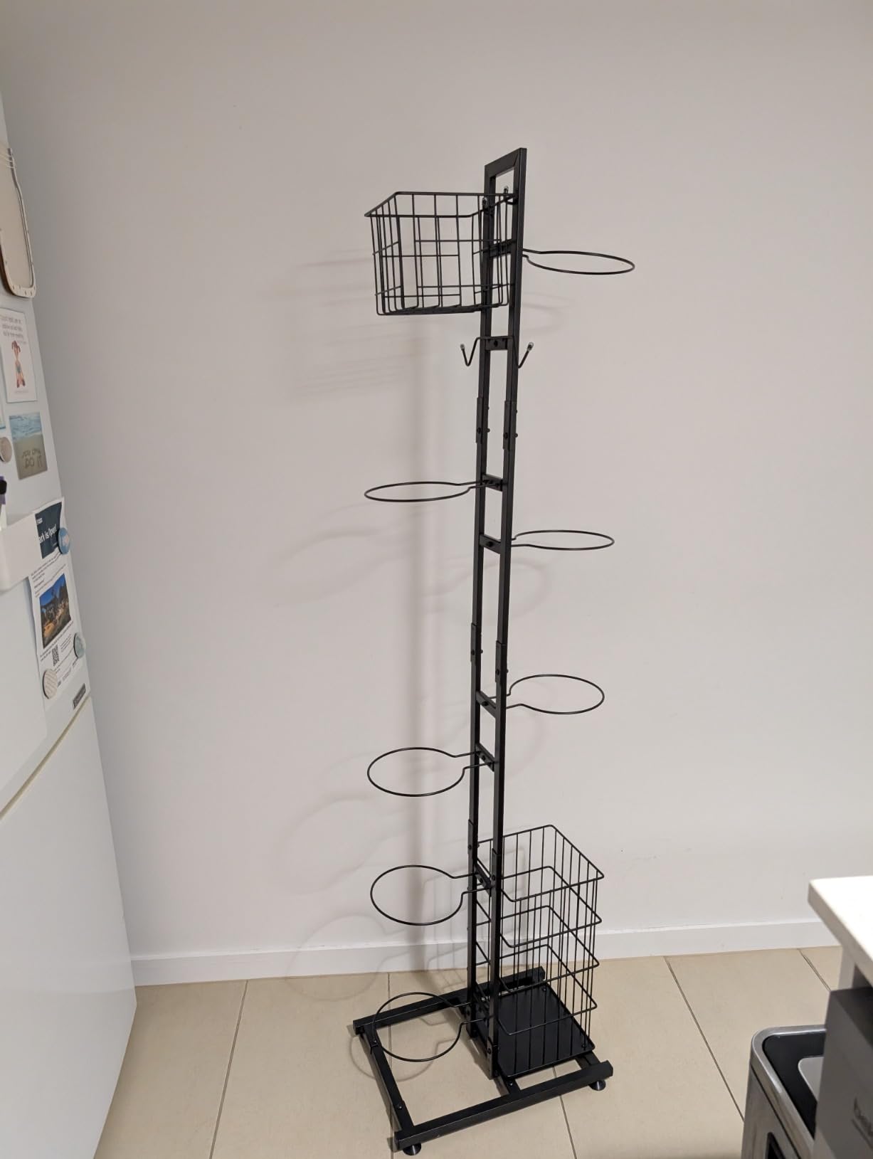 Basketball Ball Storage Rack, Freestanding Basketball Holder, Garage ...