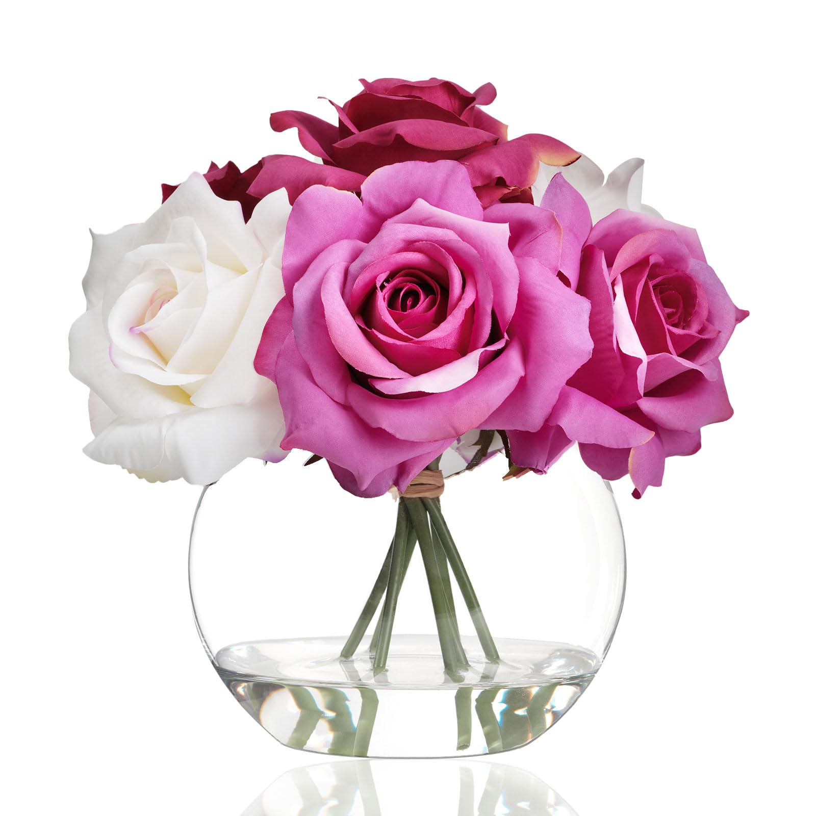 Amazon.com: WELL KNOWN Silk Rose Artificial Flowers with Vase ...