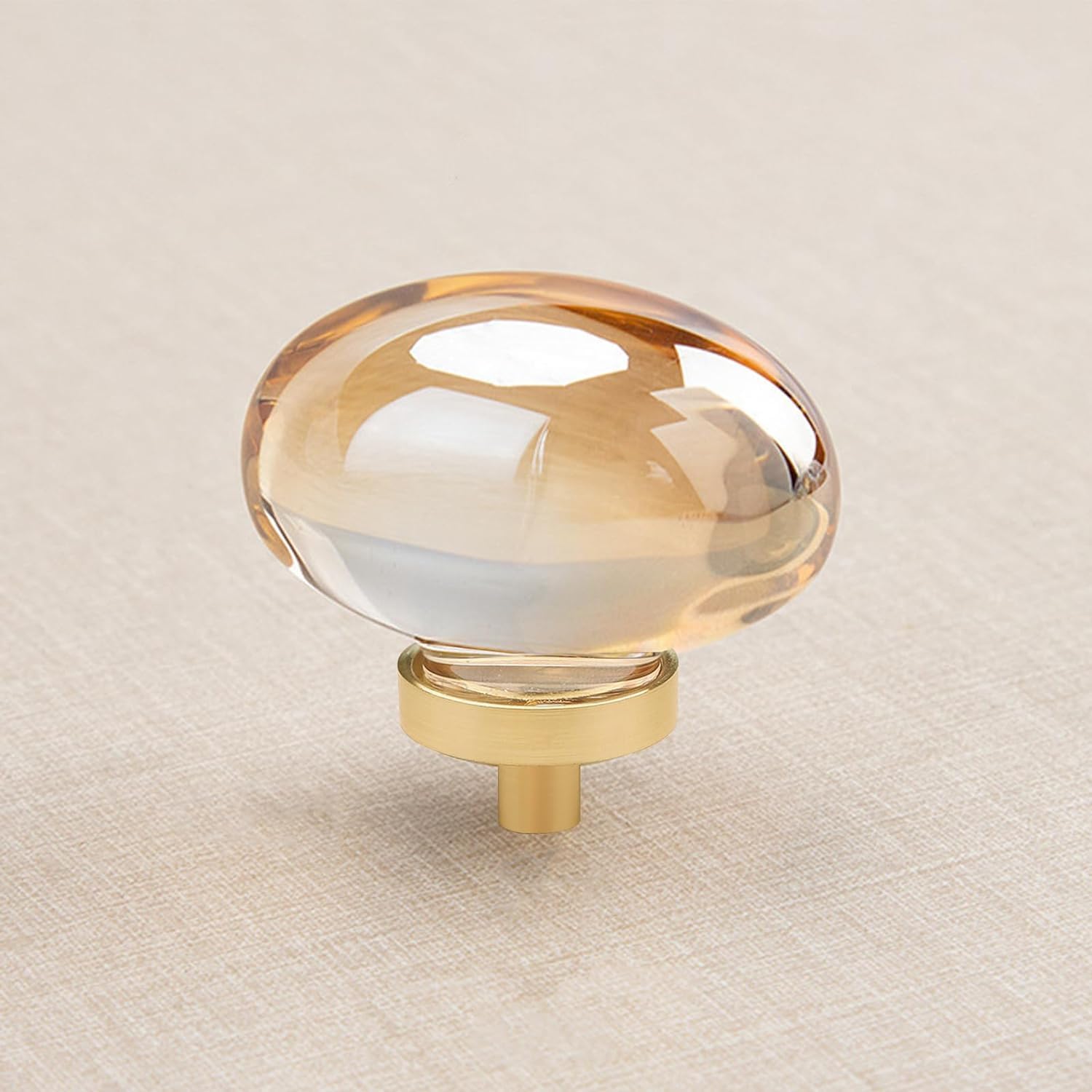 CLCTK 4 Pack Champagne Crystal Cabinet Knobs, Gold Cabinet Glass Knobs for Dresser Drawers Brass ...