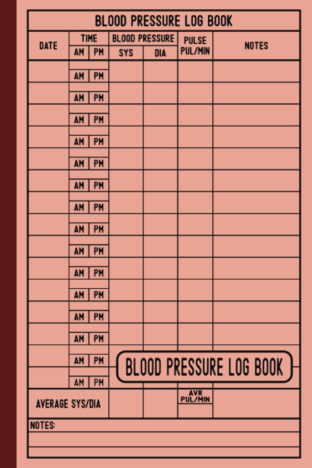 Blood Pressure Log Book: Daily Blood Pressure Log, Daily Blood Pressure ...