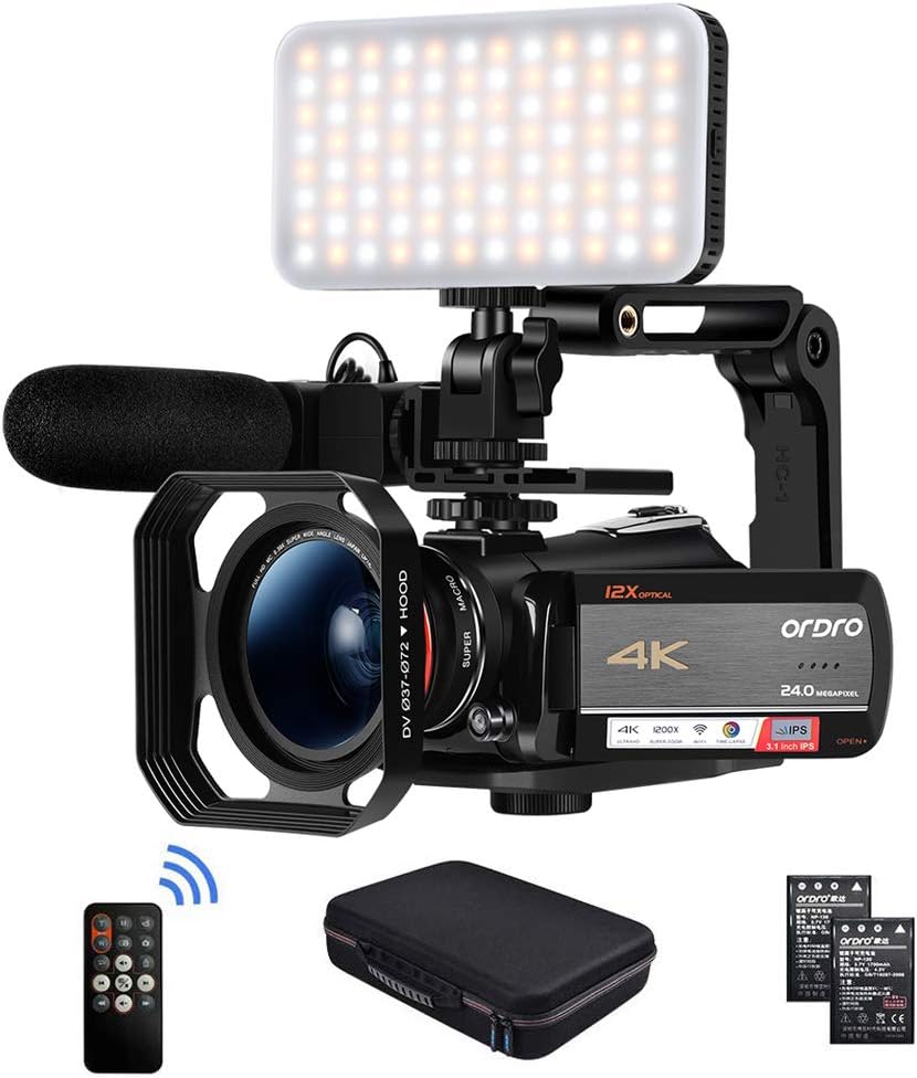 ORDRO Video Camera Camcorder 4K AC5 Camera with 12X Optical Zoom Vlog ...