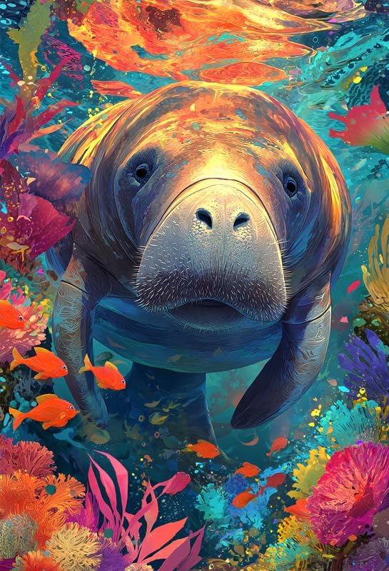 Amazon.com: 1000 Piece Wooden Puzzle for Adults – Manatee and Coral ...