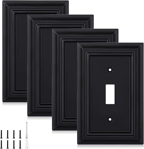 Matte Black Decorative Outlet Covers Wall Plates, Bamboo Fiber Light ...