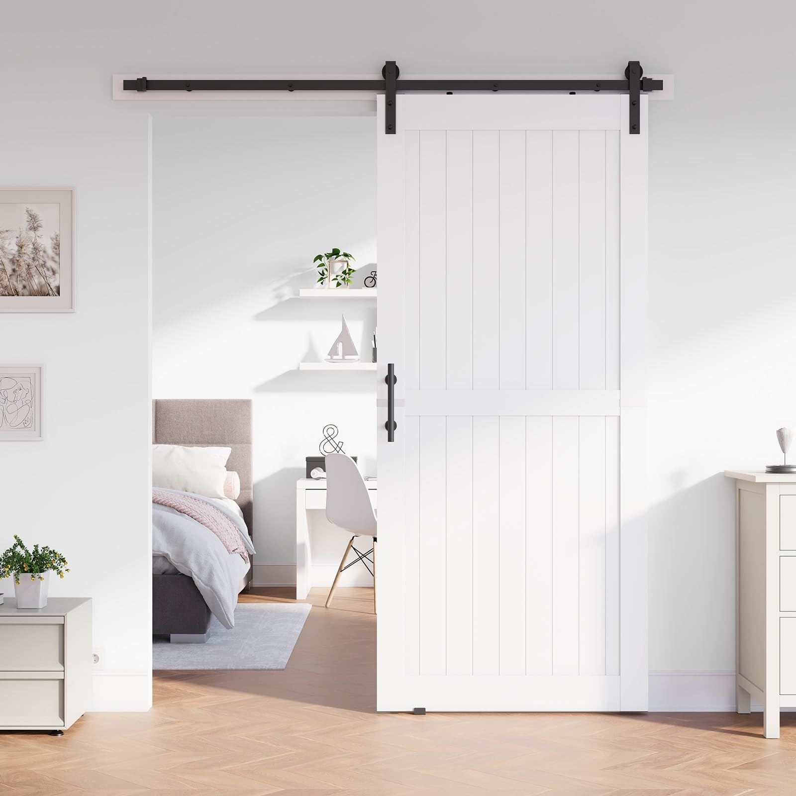 Snapklik.com : SmartStandard 42 X 96 Inch White PVC Vinyl Barn Door ...