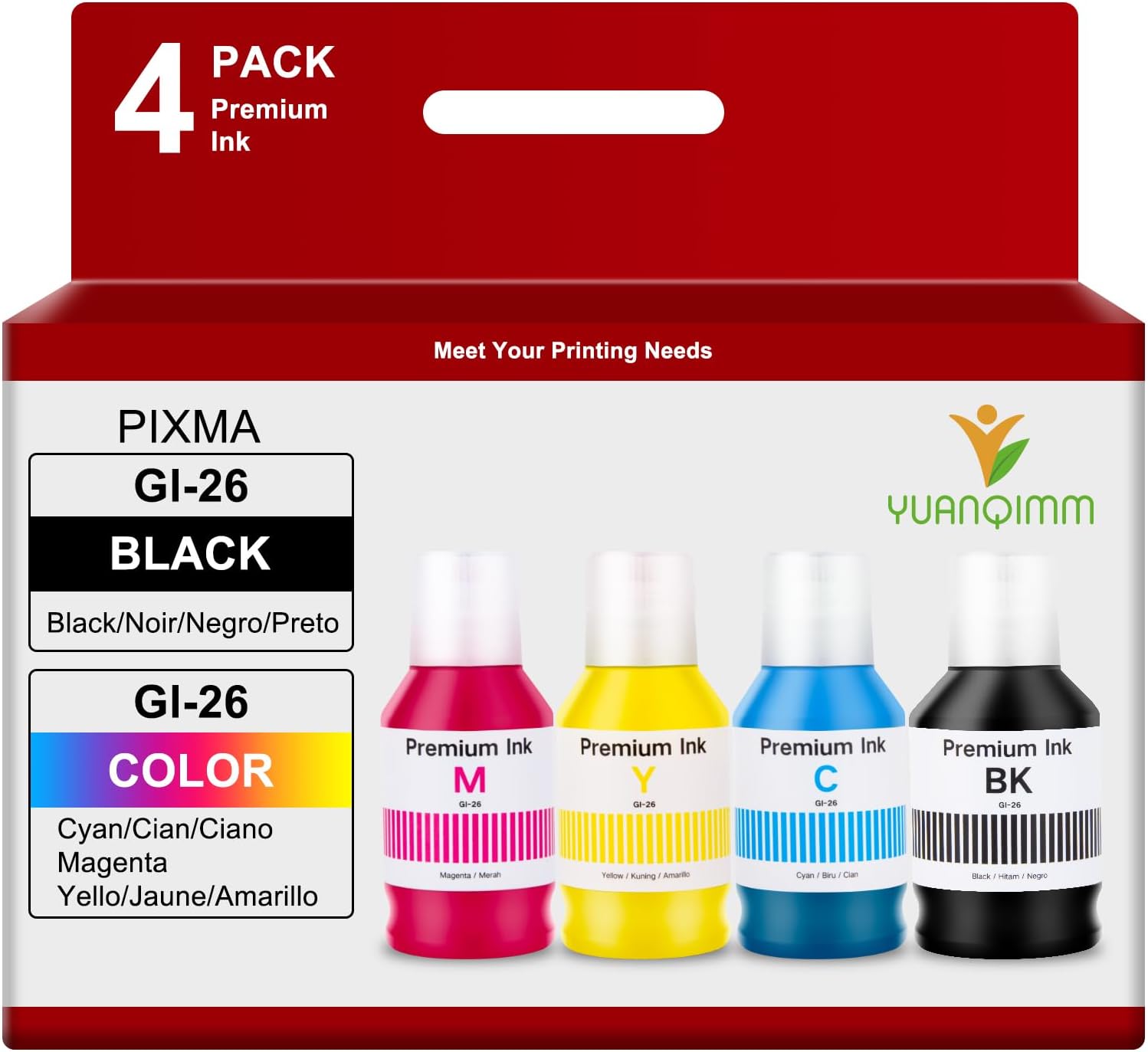 Amazon.com: UCTHAT GI-26 Ink Bottles Kit, Compatibel for Canon GI26 GI ...