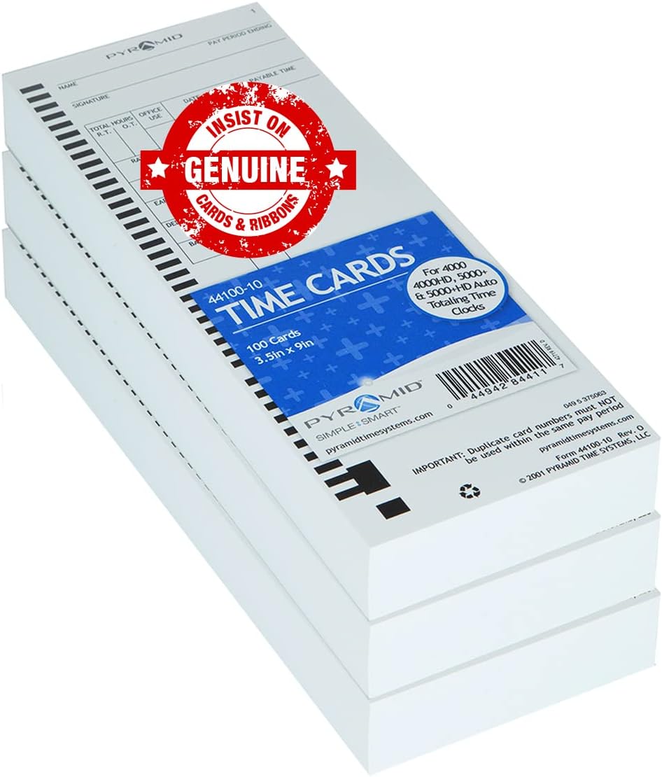 Amazon.com : Pyramid Time System - Authentic Time Cards [44100-10PK3 ...