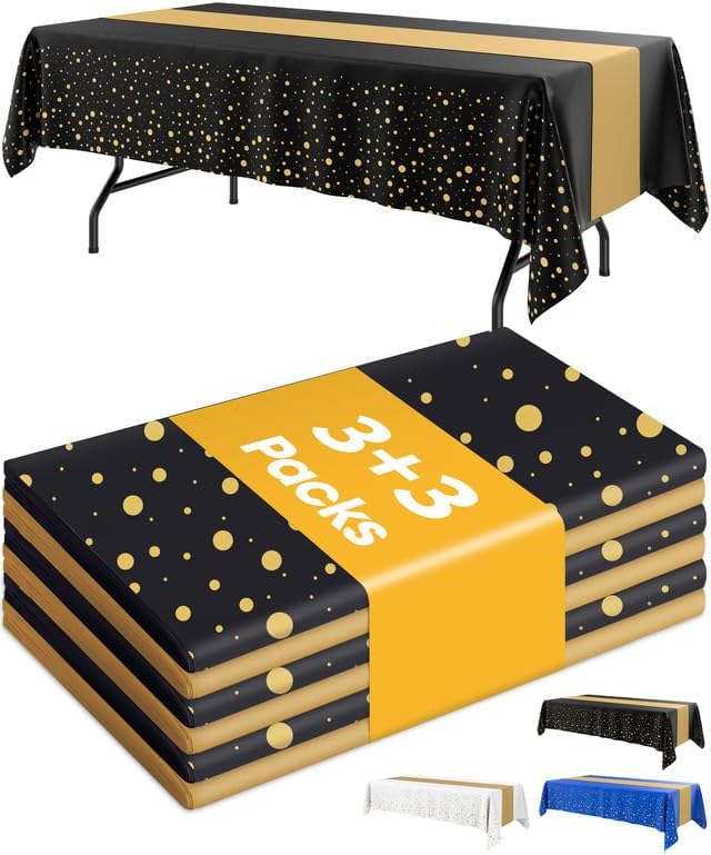 Amazon.com: Prestee Black Table Cloth for Events - Pack of 12, 54x108 ...