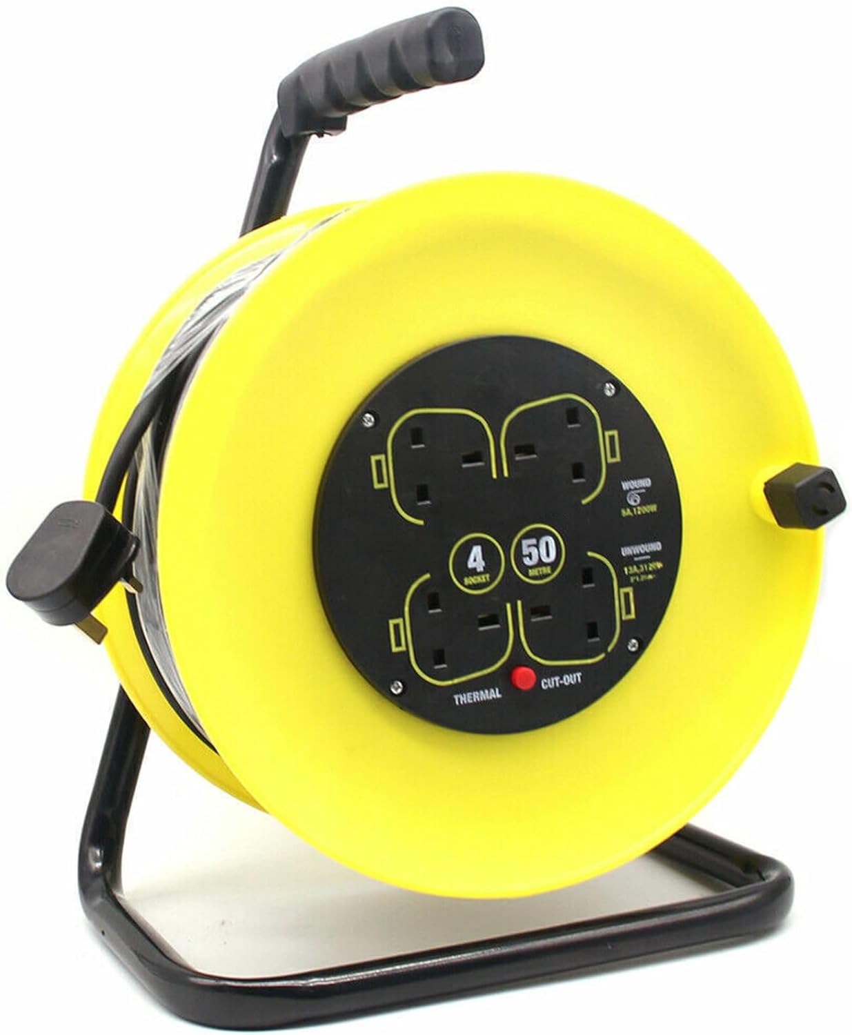 Extension Lead - 50 Meter Extension Cable with 4 Socket Metal Frame ...
