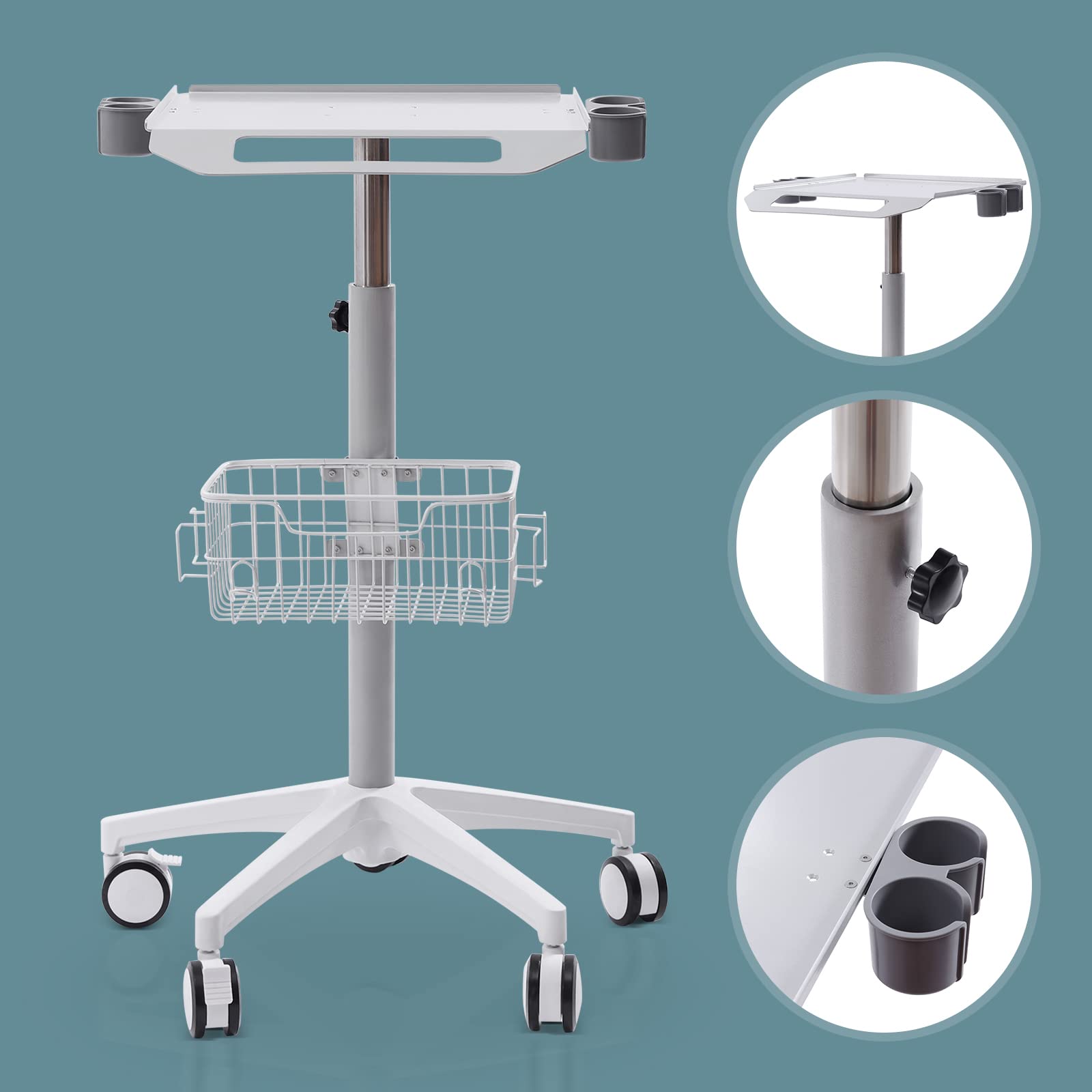 Ipad Stand On Wheels Hospital Cart Mobile Medical Rolling Stand ICU ...