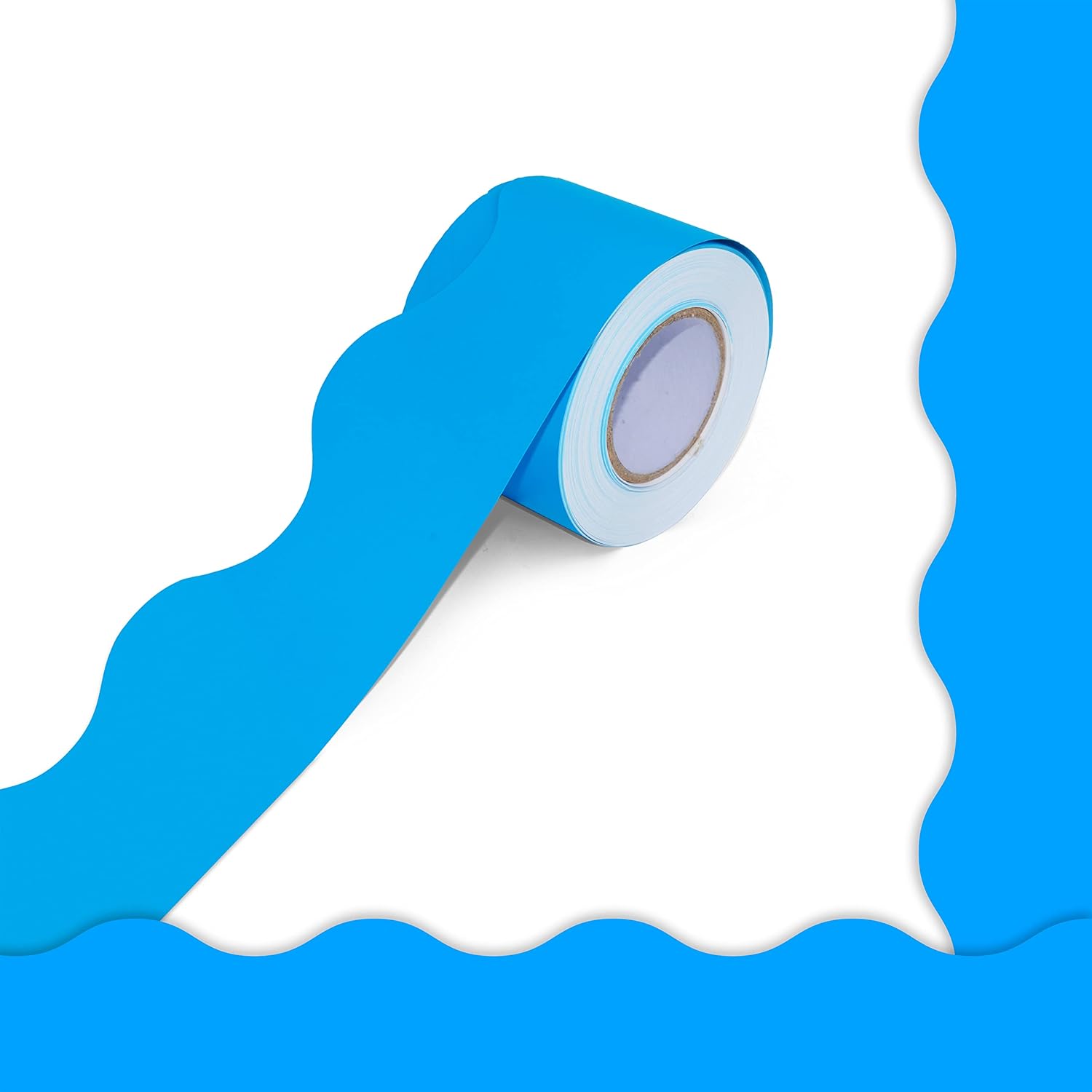 Amazon.com: 60 Feet Bulletin Board Borders, Pure Blue Scalloped Rolled ...