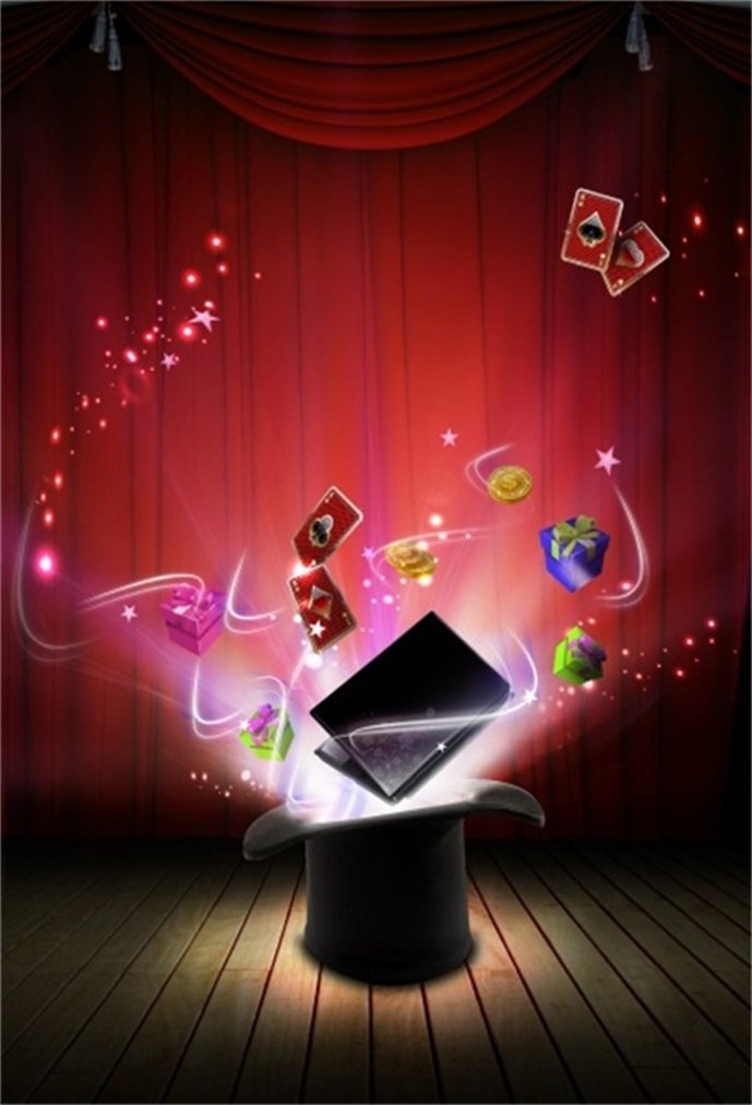 Buy AOFOTO 3x5ft Magic Show Background Hat and Curtain On Theater Stage ...