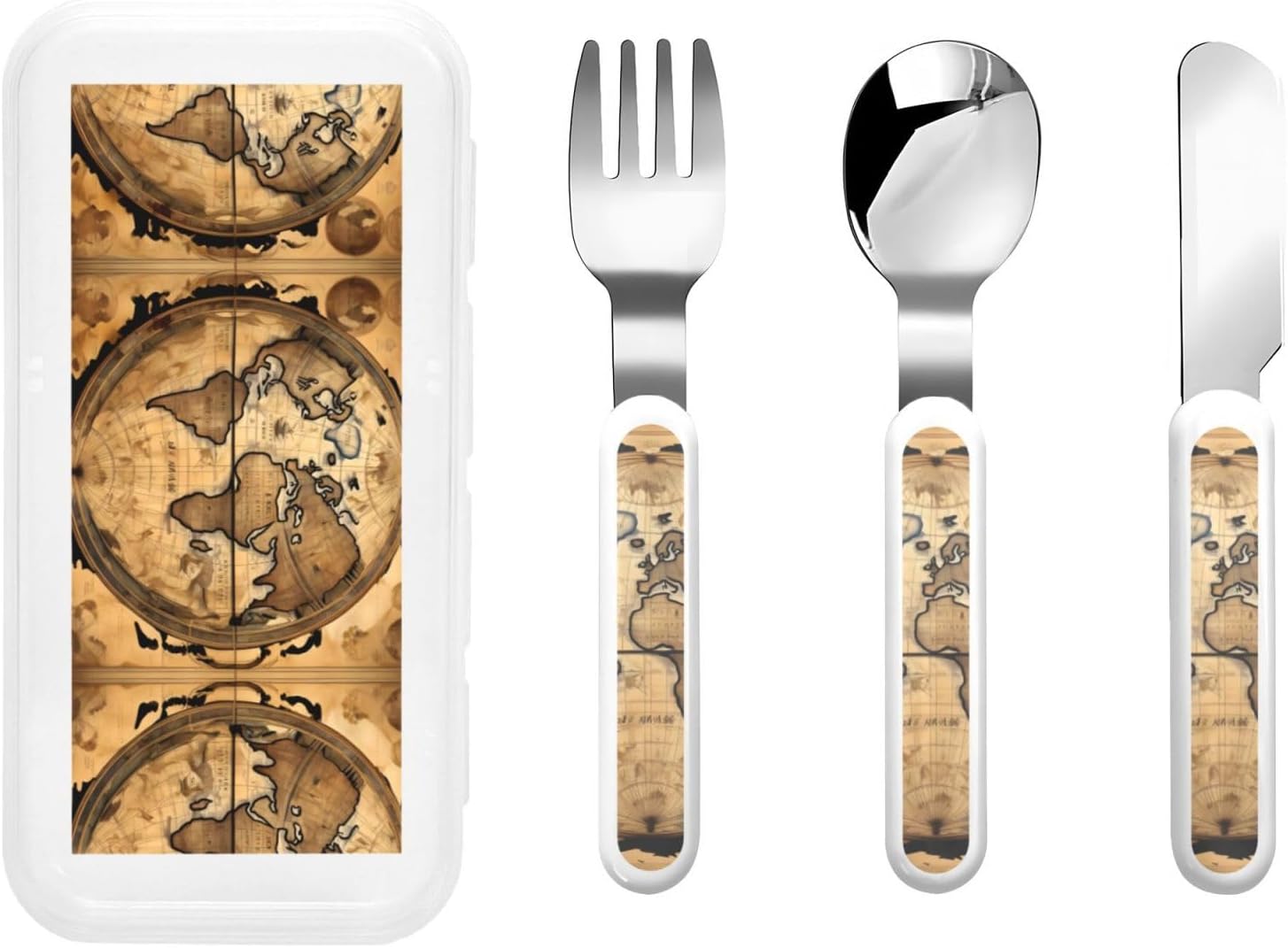 Amazon.com | Ancient Map World Globe print Utensils Set with Travel ...