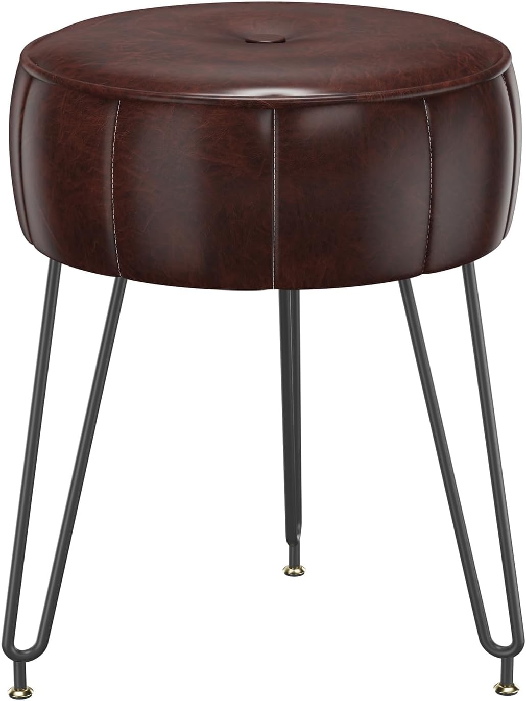 YMYNY Vanity Stool Chair, Pumpkin Style Faux Leather Stool, Pouf Couch ...