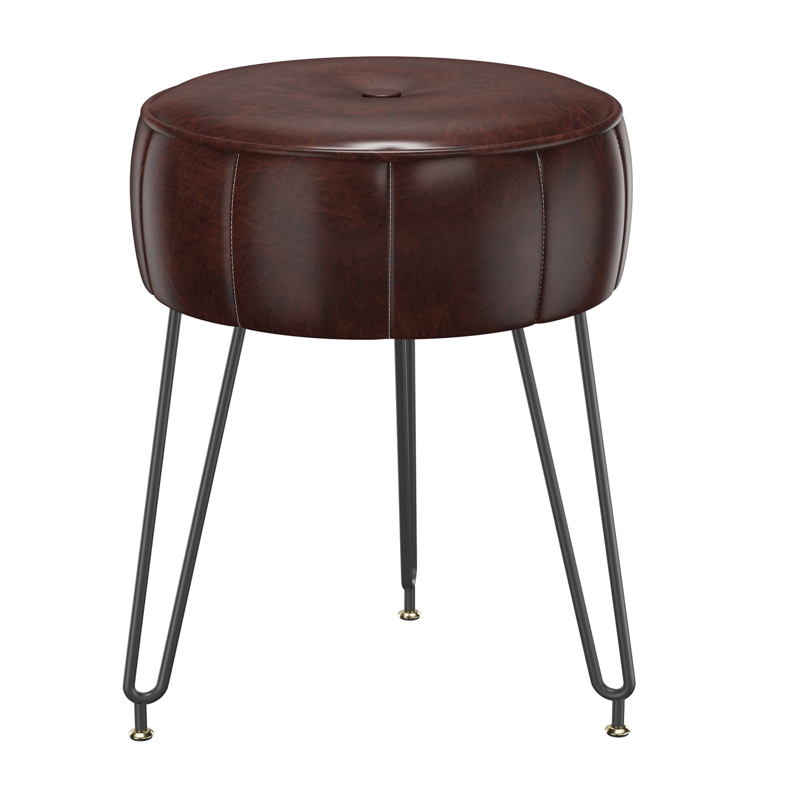 YMYNY Vanity Stool Chair, Pumpkin Style Faux Leather Stool, Pouf Couch ...