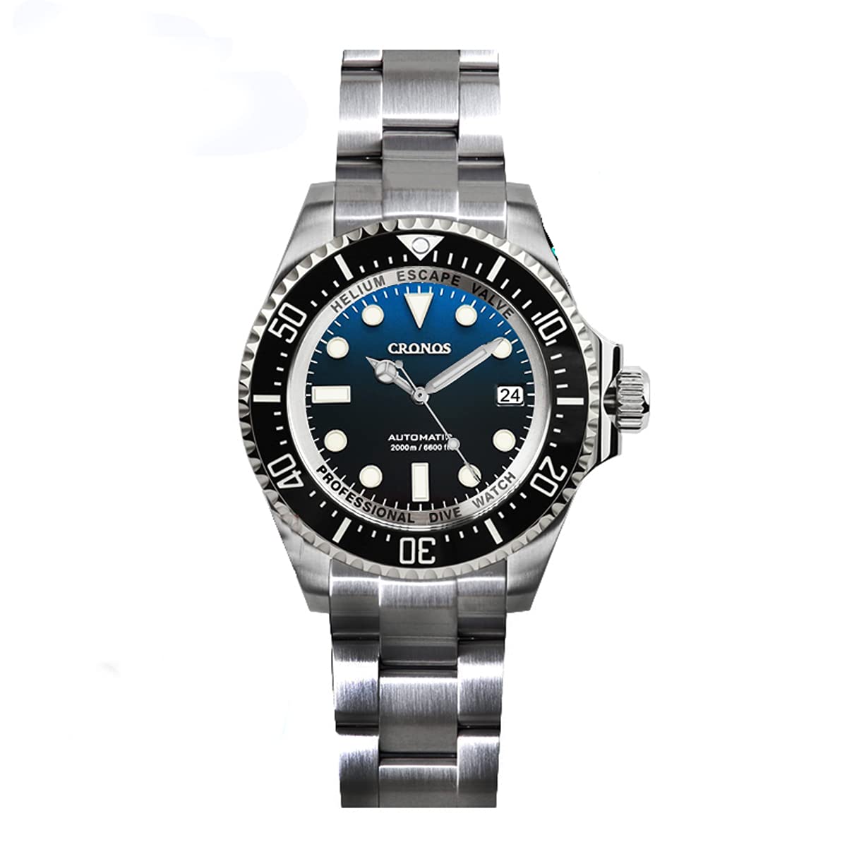 Amazon.com: Cronos Automatic Diving Watch Stainless Steel 2000 Meters ...