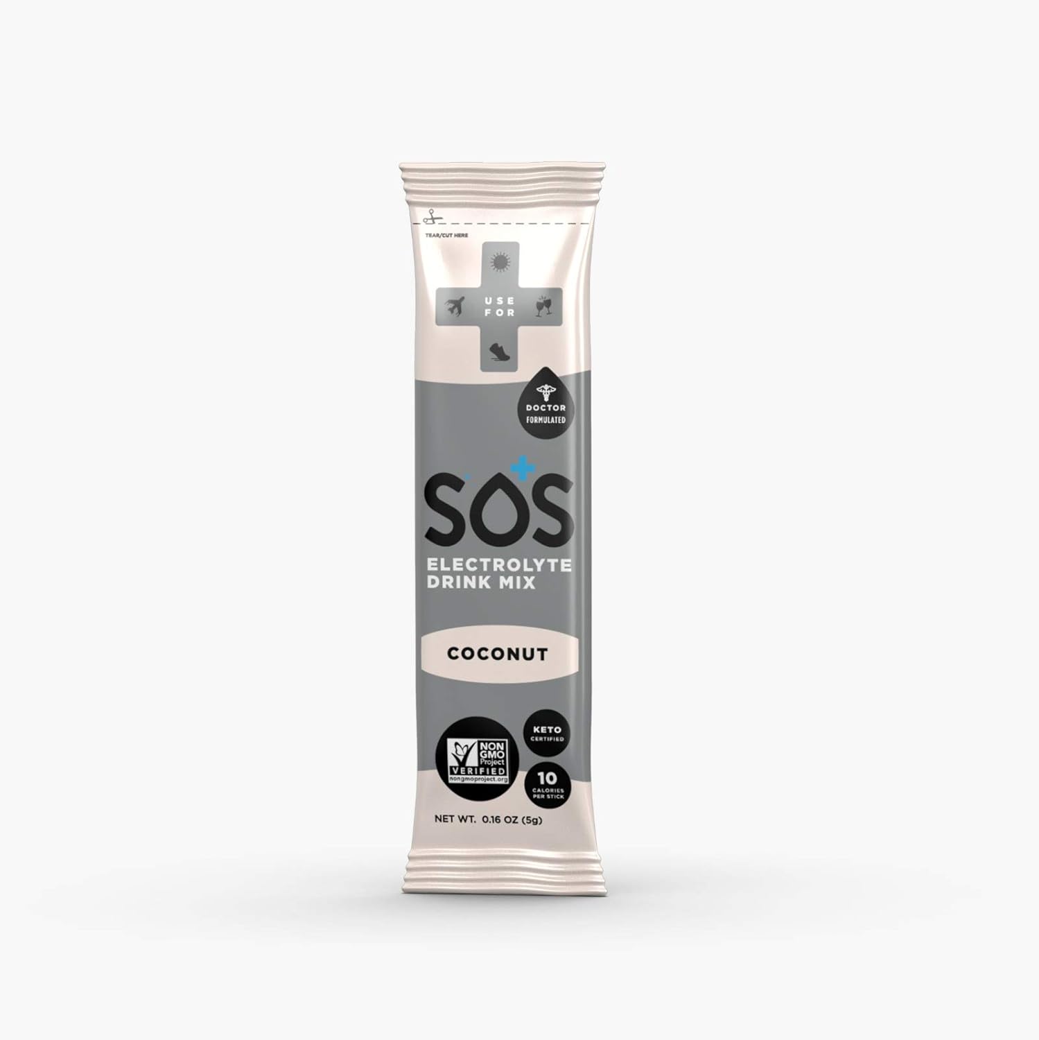 SOS Rehydrate Coconut Electrolyte Powder, Easy Open Packets, Supplement ...