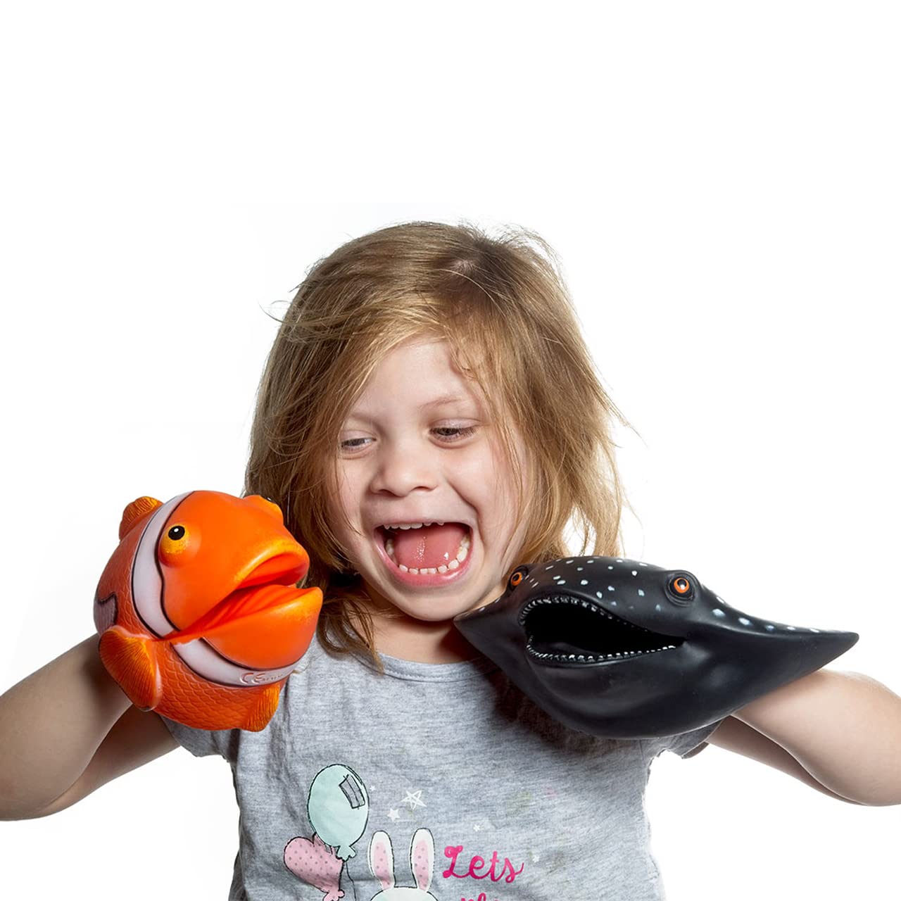 Talking Turtle 4PC Sea Animal Hand Puppets – Shark, Dolphin, Clown Fish ...