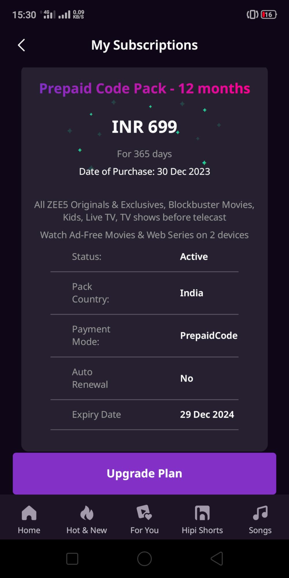 ZEE5 Premium HD Annual Subscription Pack | Blockbuster Movies, Web ...