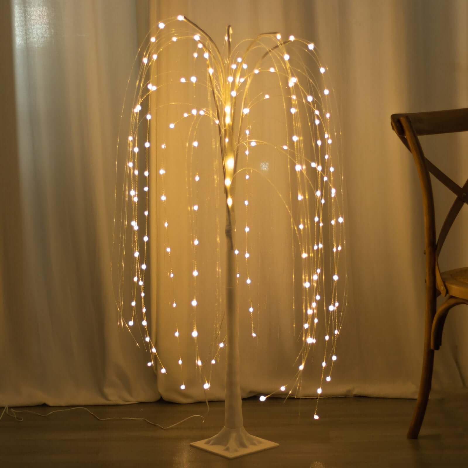 Amazon.com: Nearly Natural 4ft. Pre-Lit Artificial White Weeping Willow ...