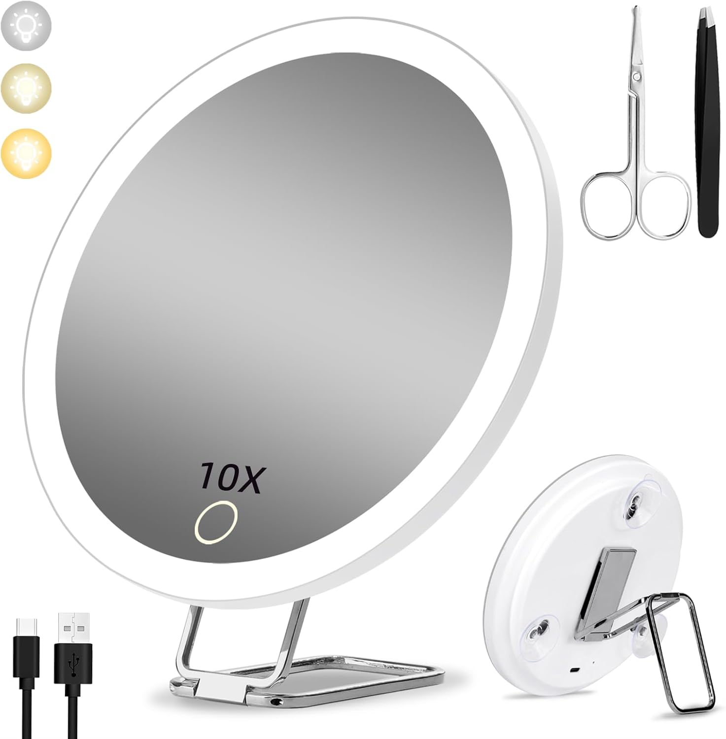 Amazon.com - Lighted 10X Magnifying Mirror, 3 Color Modes Dimming Light ...