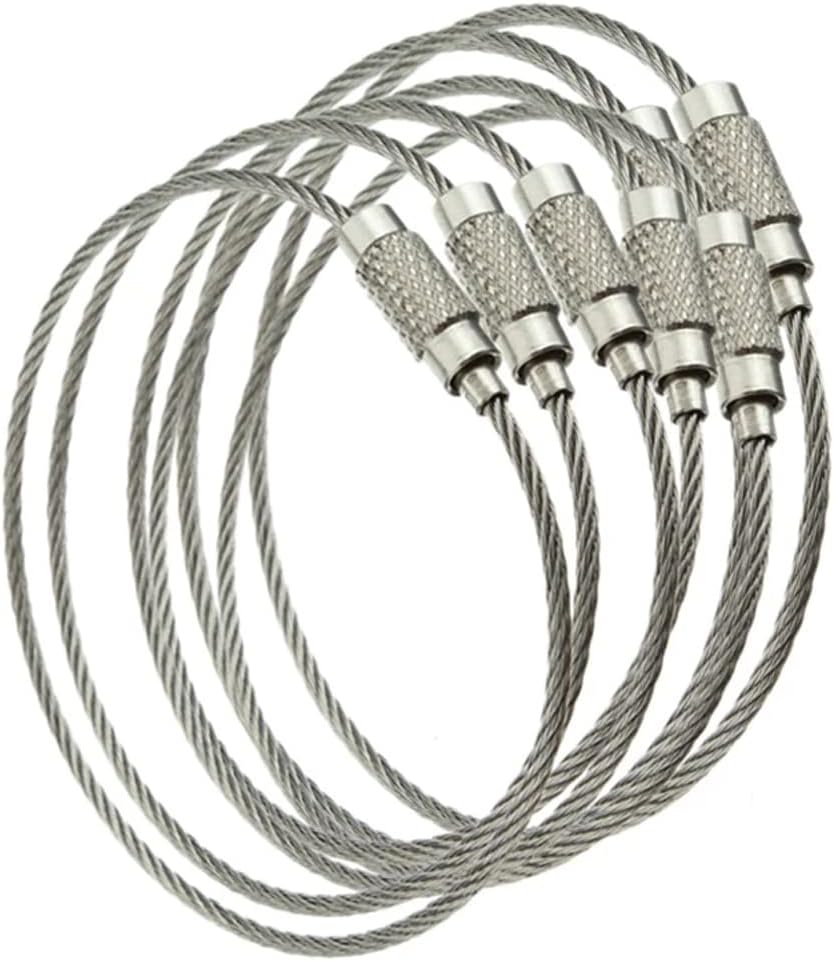 BODYA 10 Pieces 15cm Wire Keychain Cables Stainless Steel Key Ring ...