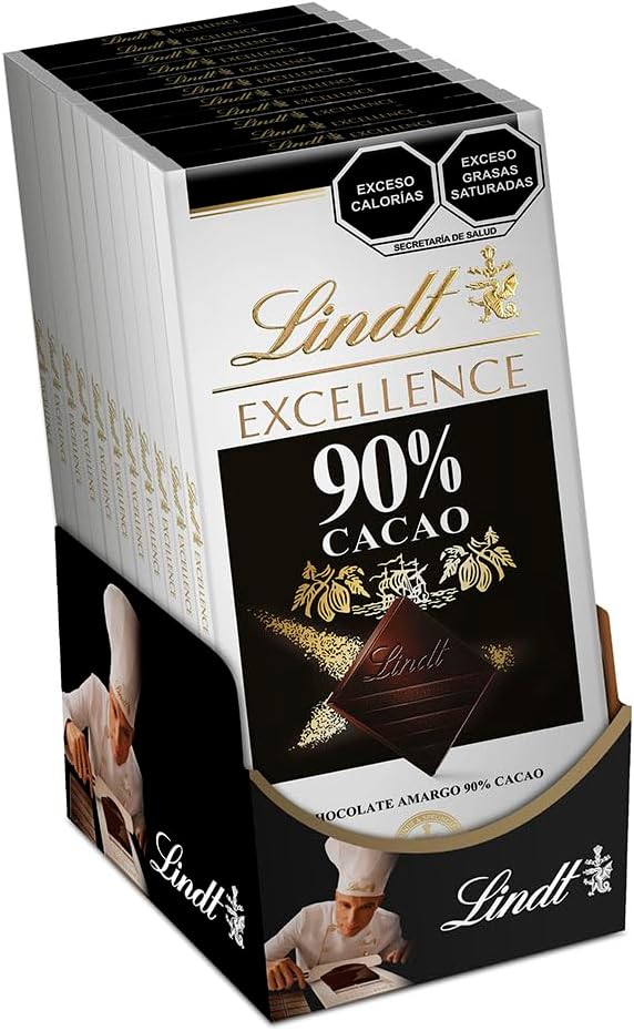 Lindt Excellence Chocolate 90% Cacao, 1200g - Paquete de 12 : Amazon ...