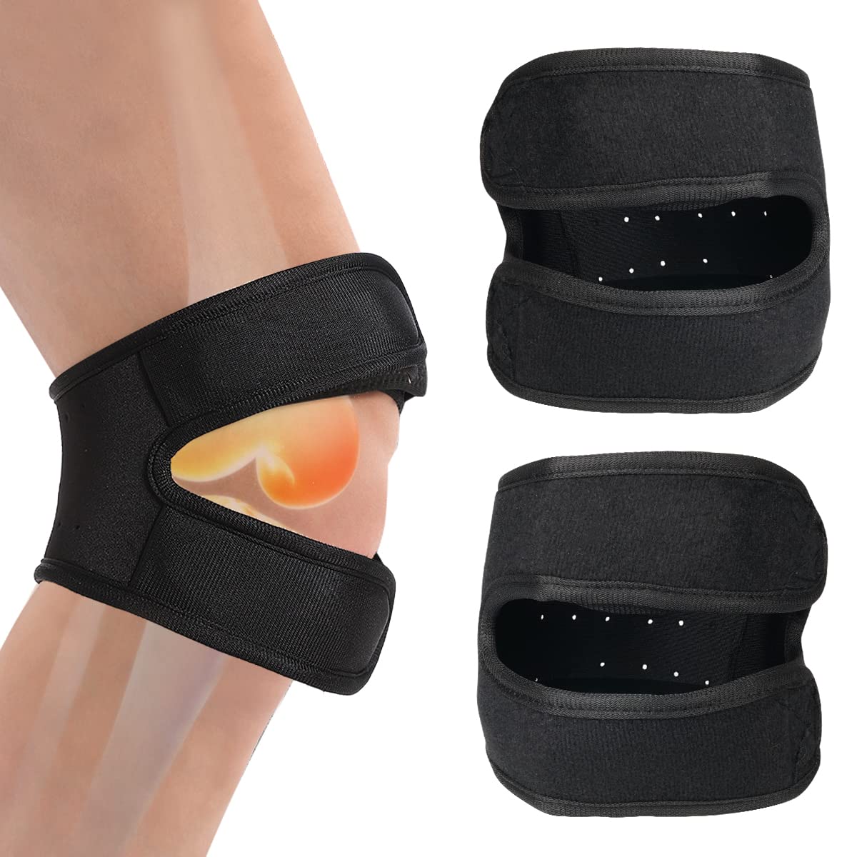 DGN 2 Pieces Patella Tendon Knee Straps Support Adjustable Pain Relief ...