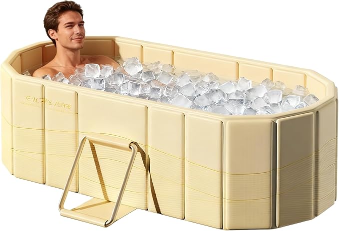 IcyByte 59" Portable Insulated Ice Bath Tub - Foldable Cold Plunge Tub ...