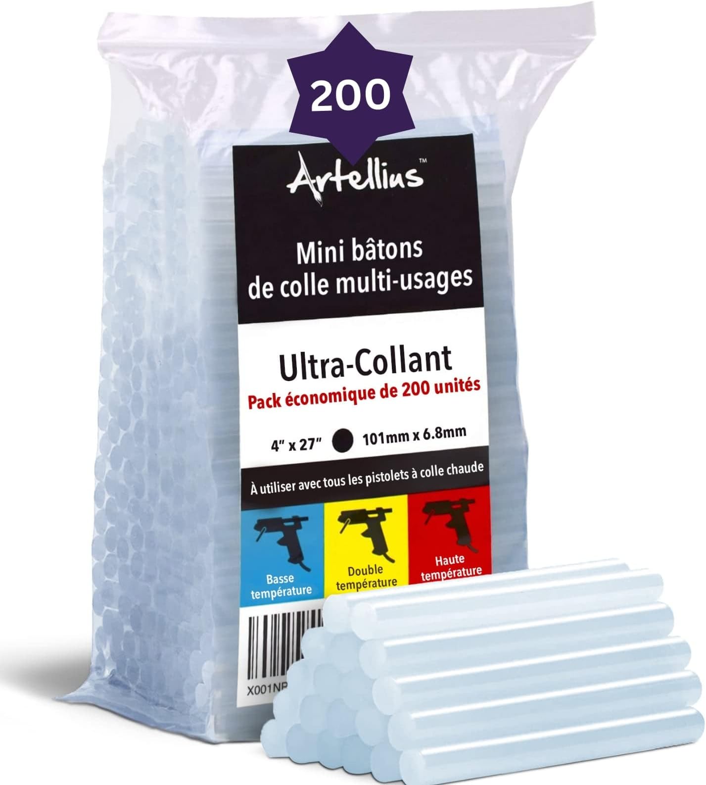 Artellius Mini Baton De Colle Pour Pistolet à Colle Haute Température ...