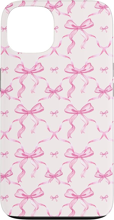 Amazon.com: Aesthetic Pink Ribbons and Bows in Watercolor Case for ...