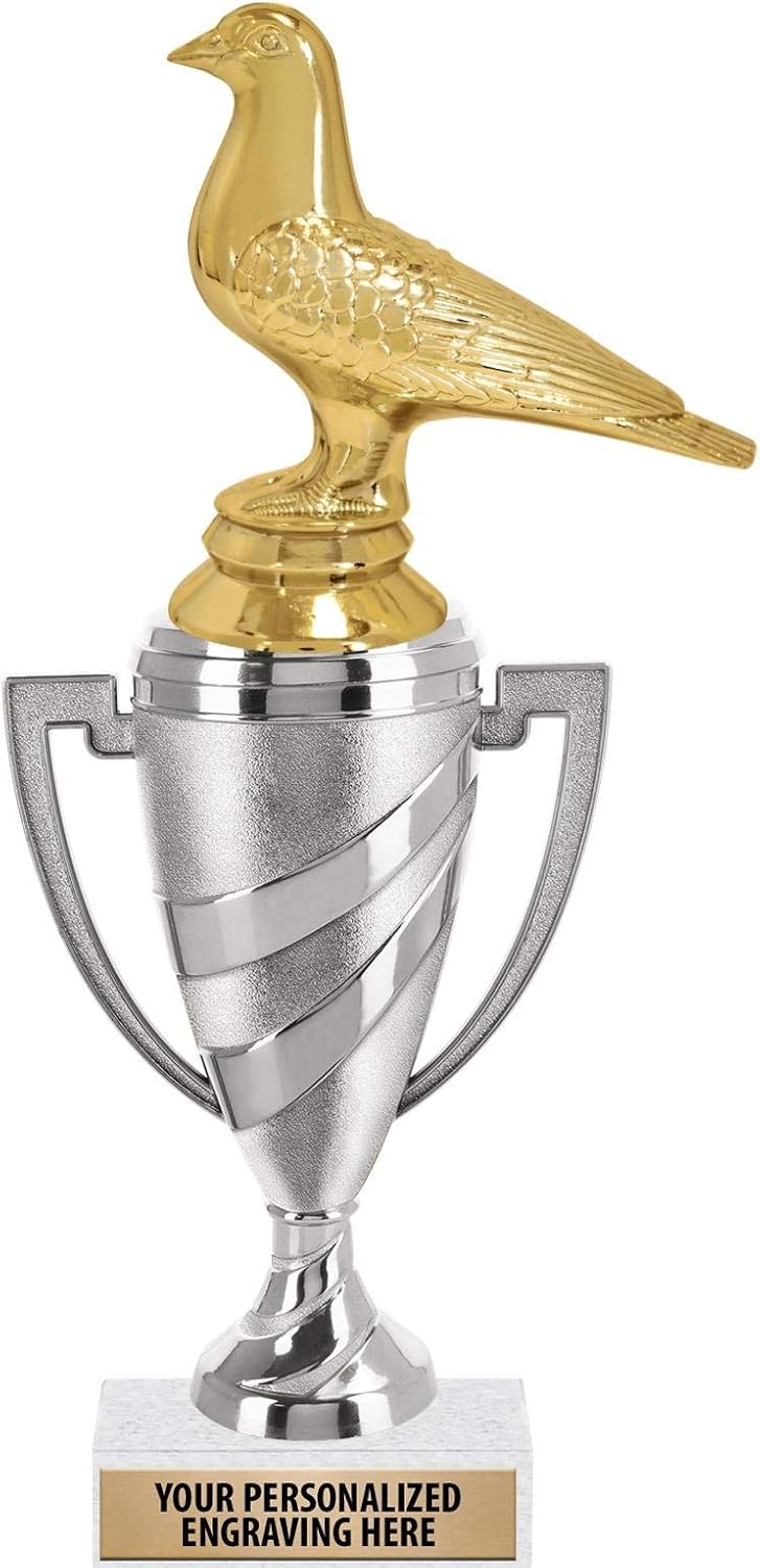 Amazon.com : Crown Awards Pigeon Trophy, 11" Silver Cup Pigeon Trophies ...