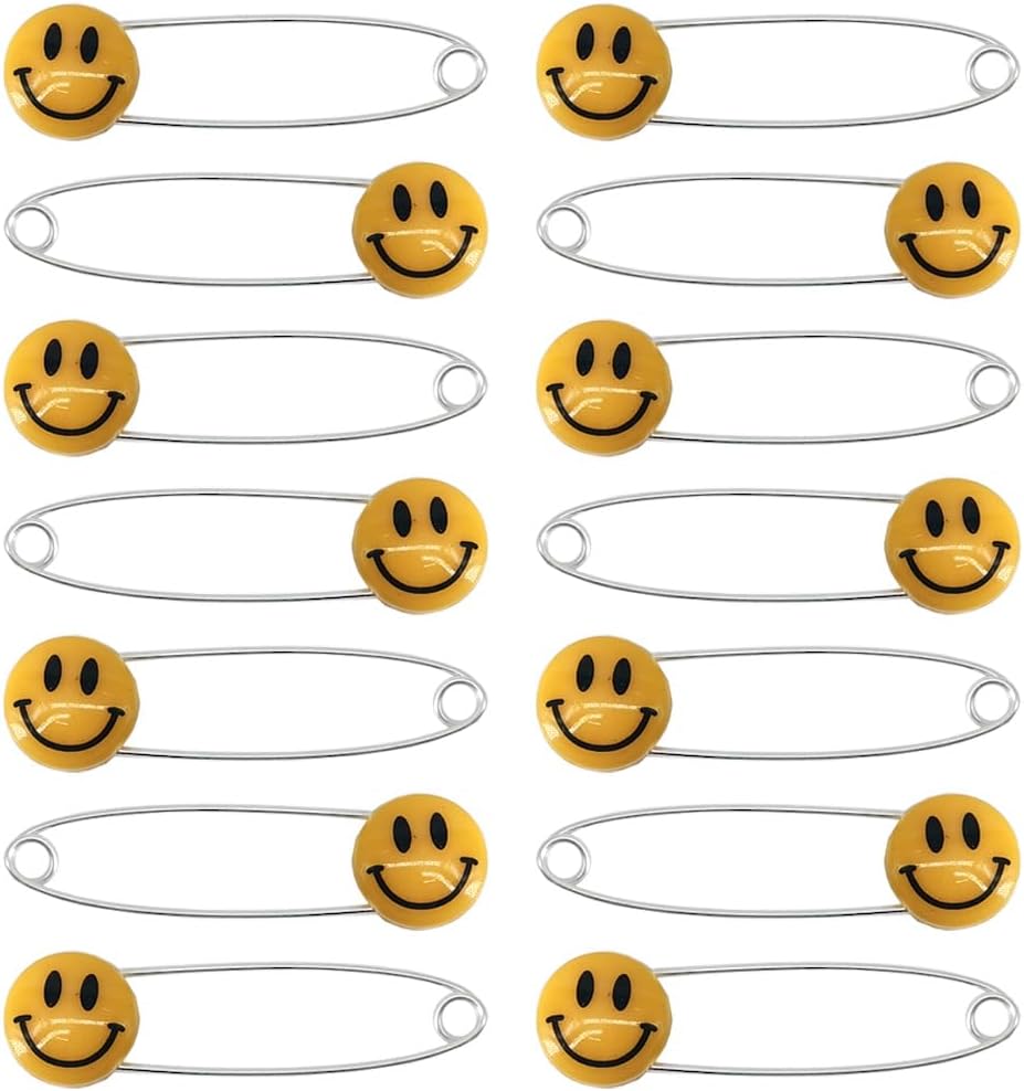 Amazon.com: Ruidee 30 Pcs Diaper Pins Cute Smile Face Nappy Pins ...