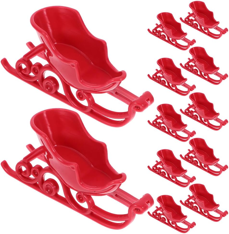 Amazon.com: 12pcs Mini Christmas Sleigh, Plastic Miniature Sleighs ...