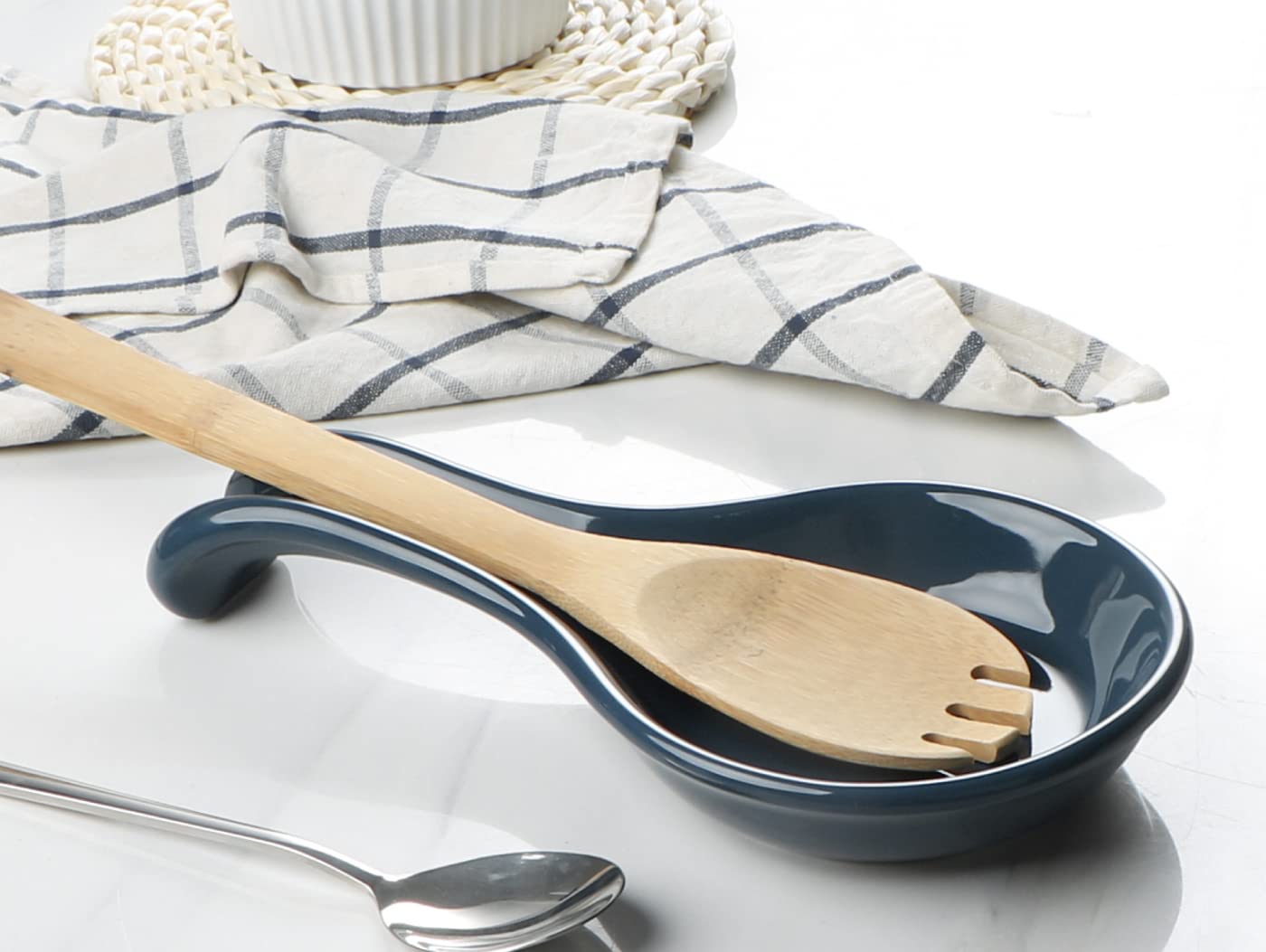 Snapklik.com : Spoon Rest For Stove Top, Extra Large Blue Ceramic ...