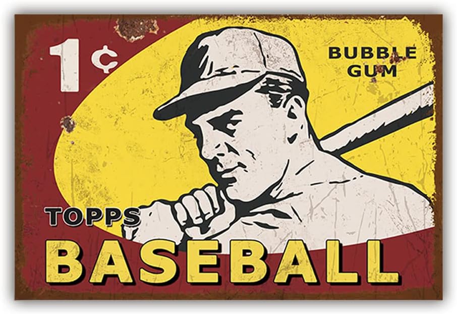 Amazon.com: Flytime Topps Baseball Vintage Retro Metal Tin Sign Home ...