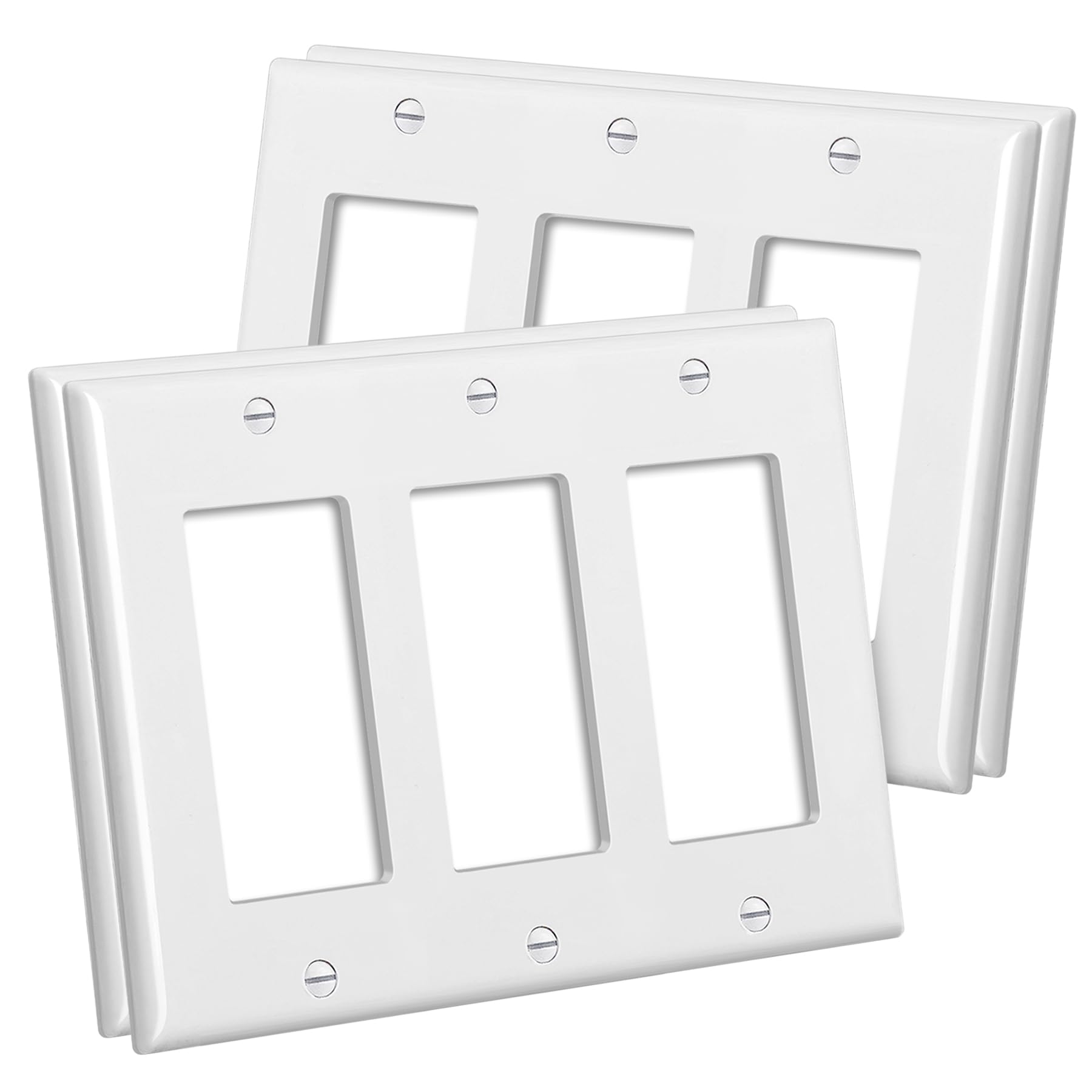 CML 3-Gang Decorator Wall Plates, 4 Pack Electrical Outlet Receptacle ...