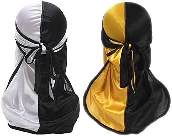 Amazon.com : Silky Durag for Men Women Wave Durag Two Tone 360 Waves ...