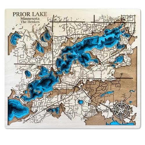 Amazon.com: 3D Wooden Prior Lake Minnesota Map Art - Topographic Wall ...