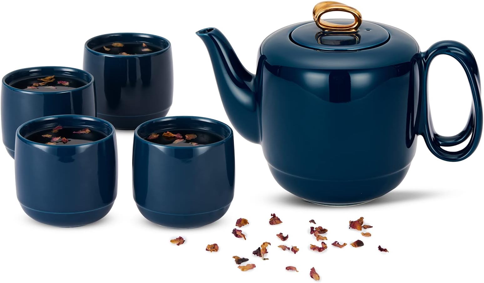 Amazon.com: MIAMIO – 34 Oz Ceramic Tea Pot Set with Infuser and Cups ...