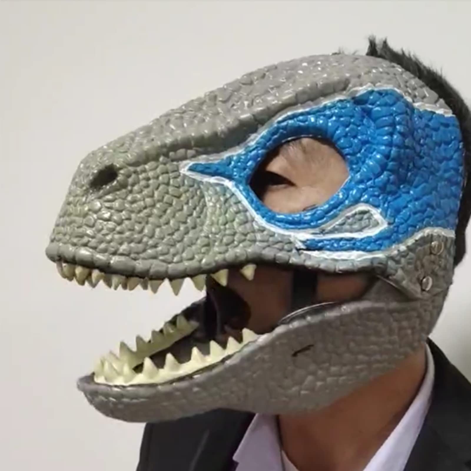 Dino Mask Moving Jaw, Realistic Tyrannosaurus Rex Raptor Mask, Blue ...