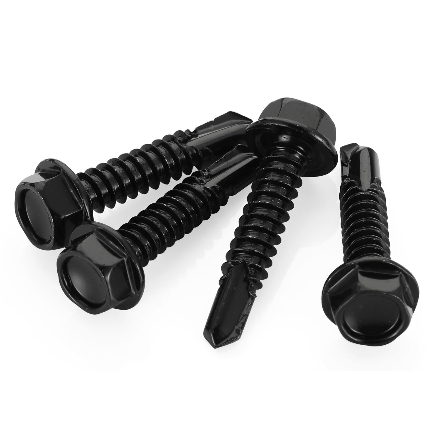 Snapklik.com : #12 X 1" Hex Washer Head Self Drilling Screws Black Oxidized
