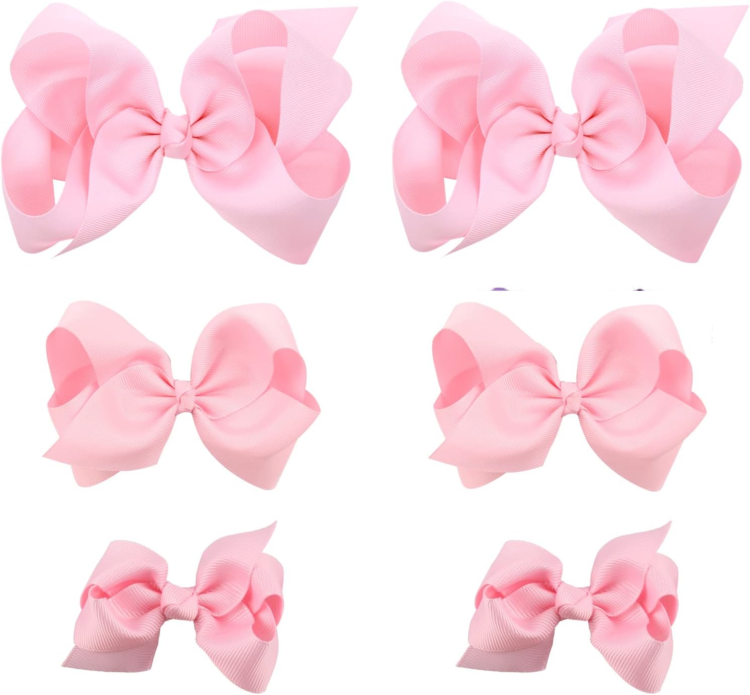 Amazon.com: Light Pink Bows for Girls,6PCS Hand-made Grosgrain Ribbon ...