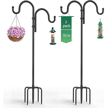 Amazon.com: 2PCS Double Shepherds Hooks for Outdoor, 92” Heavy Duty ...