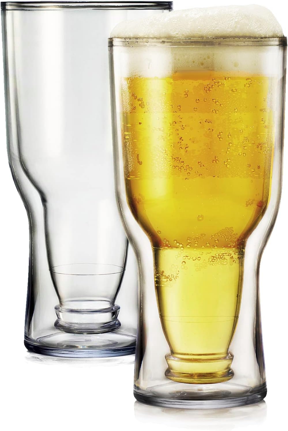 Amazon.com | Unbreakable Double Wall Insulated Freezable Beer Glasses ...