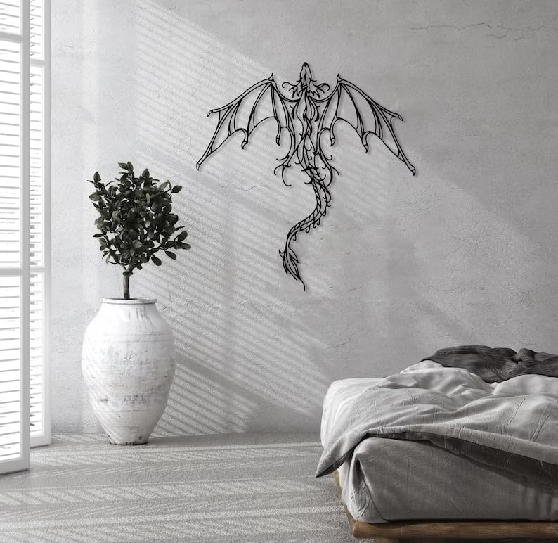 Amazon.com: Dragon Metal Wall Art | Legendary Fantastic Dragon Wall ...
