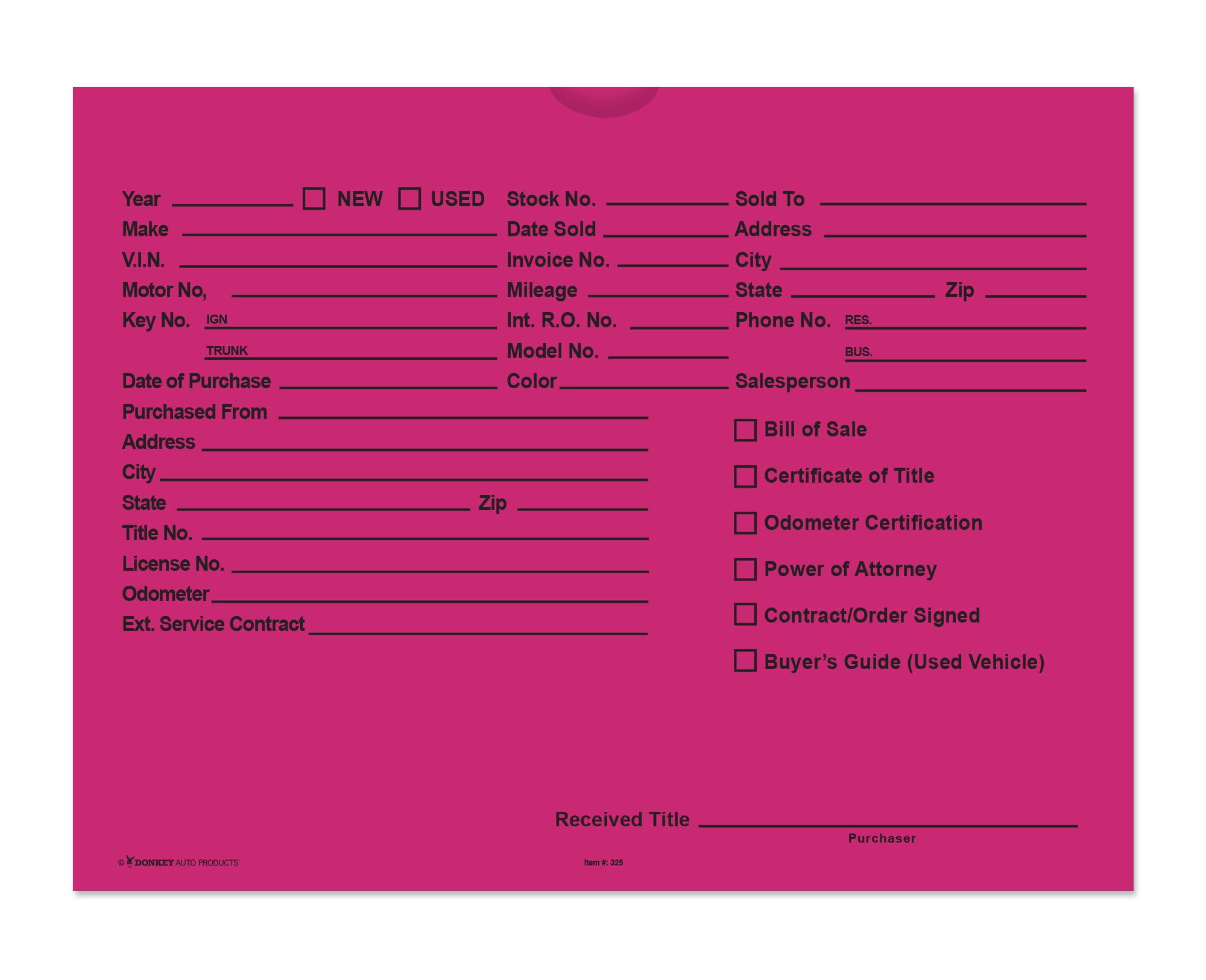 Amazon.com : Printed Vehicle Deal Envelopes 9x12 Deal Jackets (100 ...